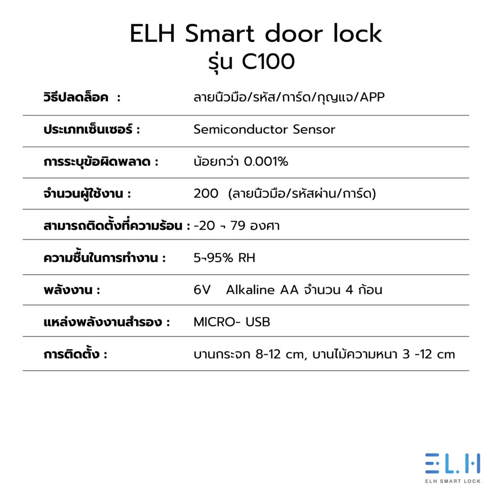 ELH Digital Door Lock รุ่น C100 | ELH Digital Door Lock